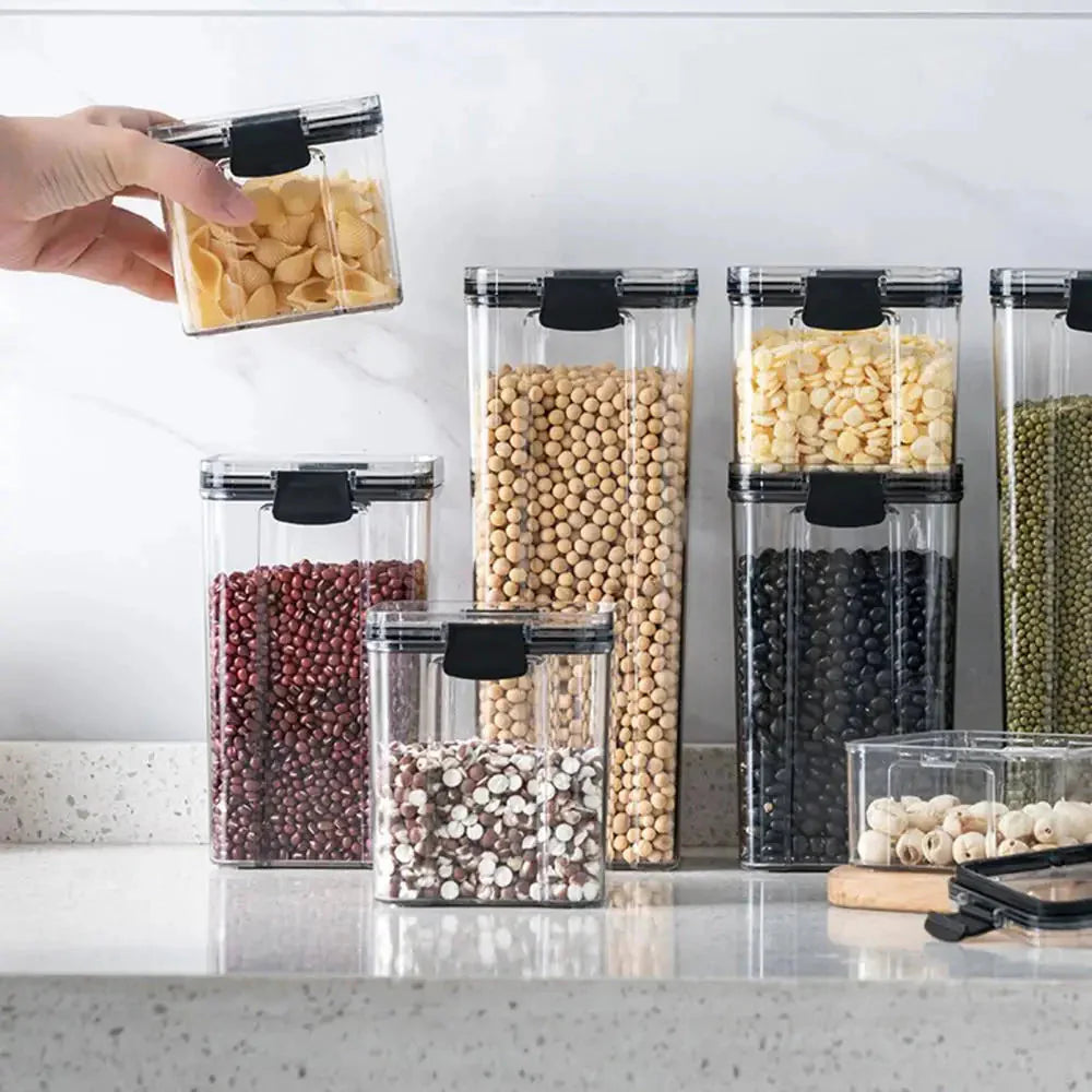 Multipurpose Food Storage Containers Set - Clear Jars with Lids for Ce ...